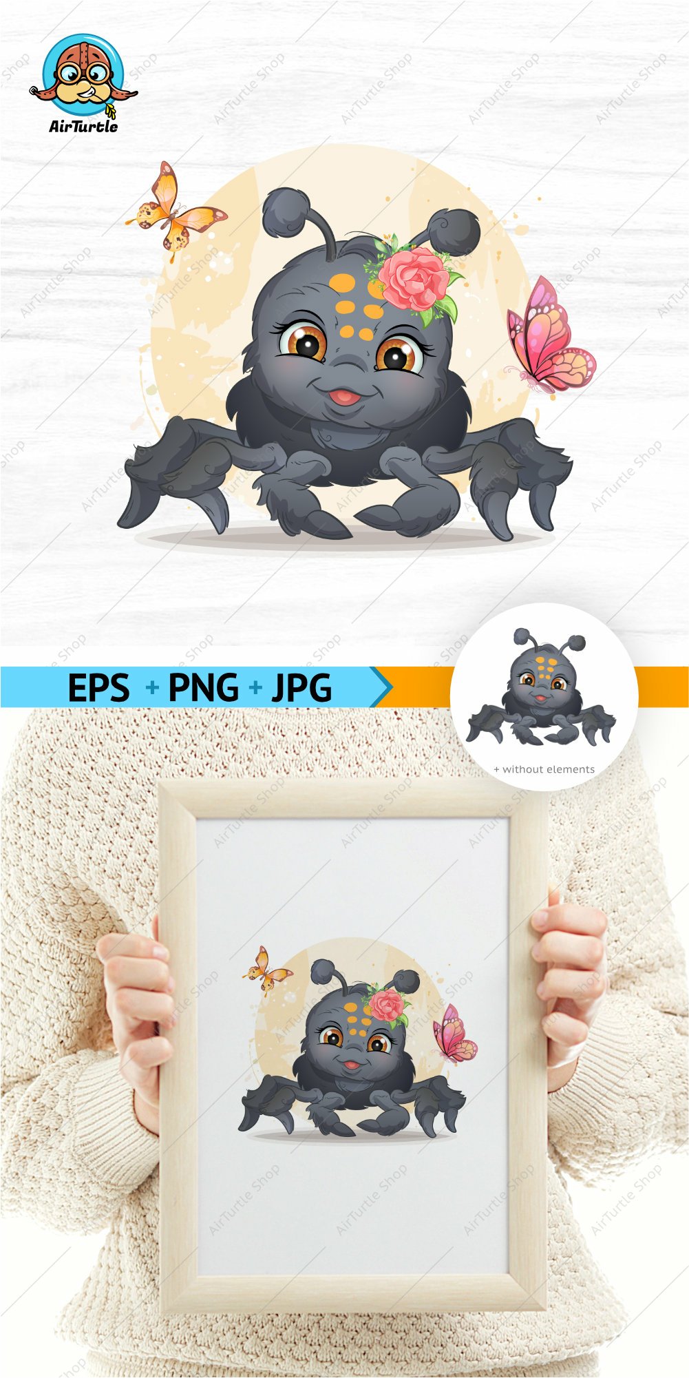 Cute Spider Clipart | Baby Bugs Clipart PNG