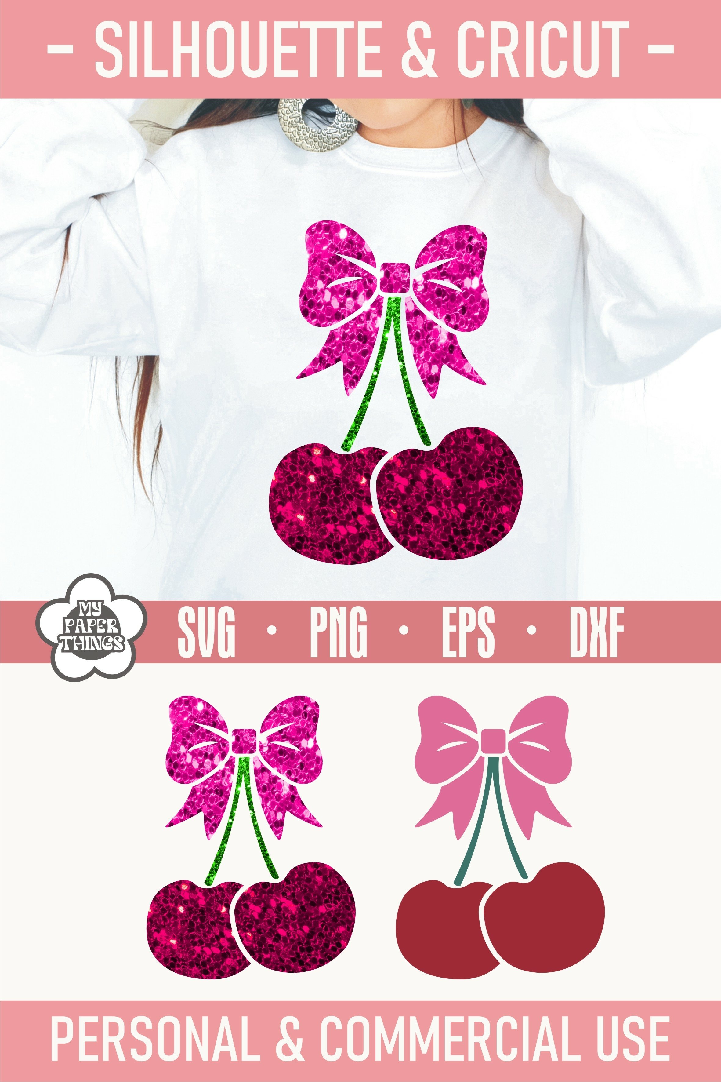 Cherry Sequin Valentine Png Svg Designs