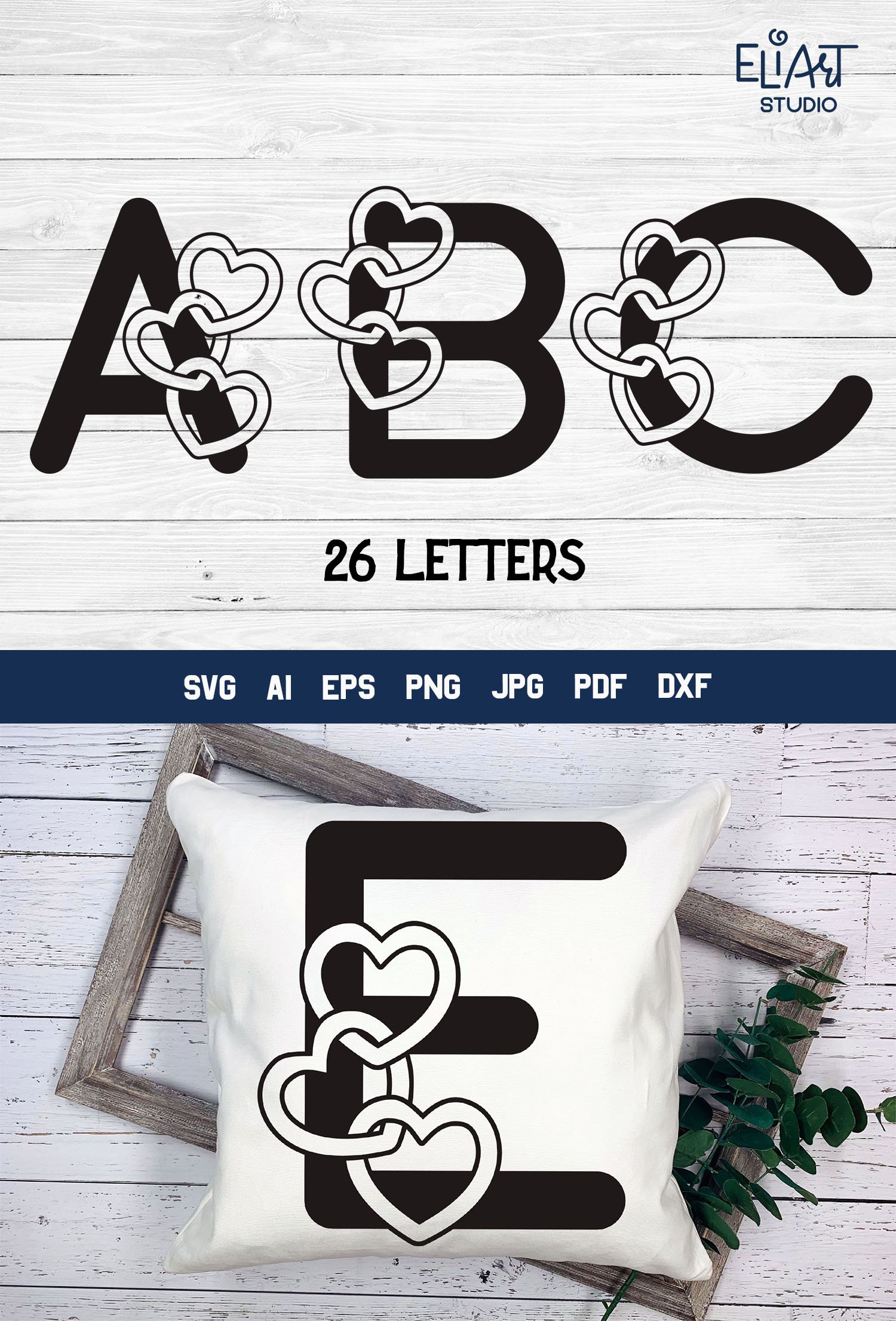 Heart Letters SVG | Alphabet SVG Love Monograms