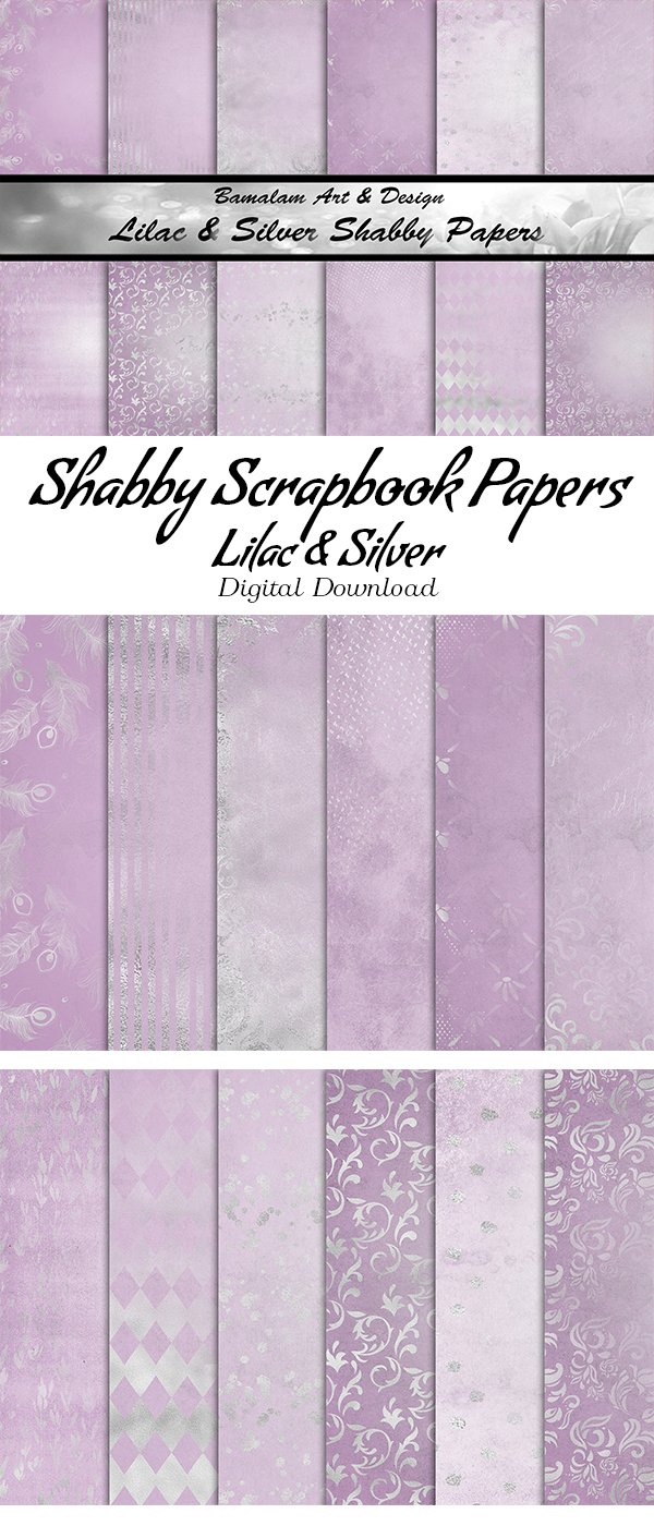 Lilac & Silver Shabby Papers