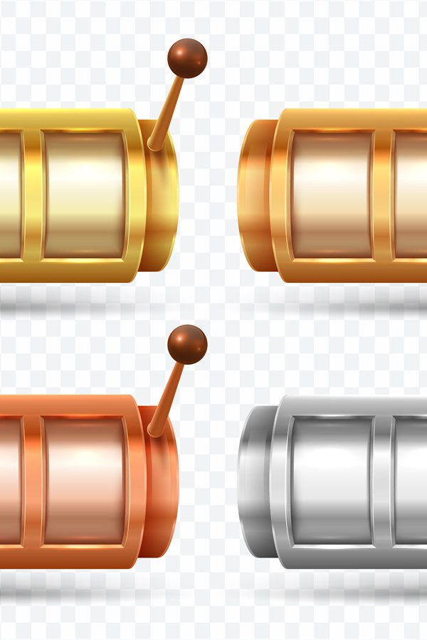 Slot machines. Golden, silver and bronze jackpot spinning ma