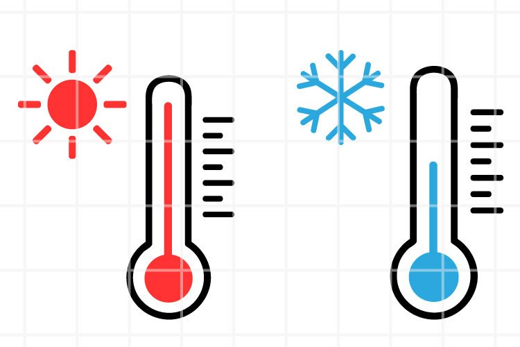Thermometer SVG. Temperature cut file. Weather illustration.
