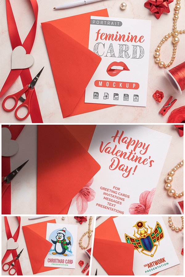 Feminine Card and Envelope Mockup