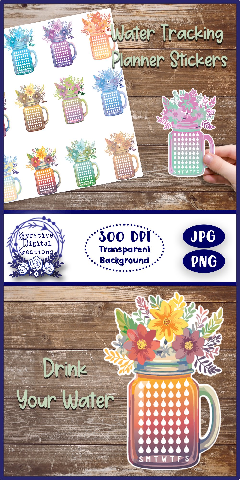 Printable Water Tracker Sticker – Fun Hydration for Planners