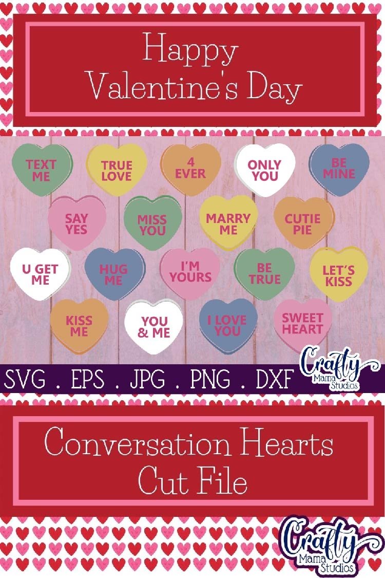 Conversation Hearts Svg, Valentine's Day Hearts (1116197) | Cut Files ...