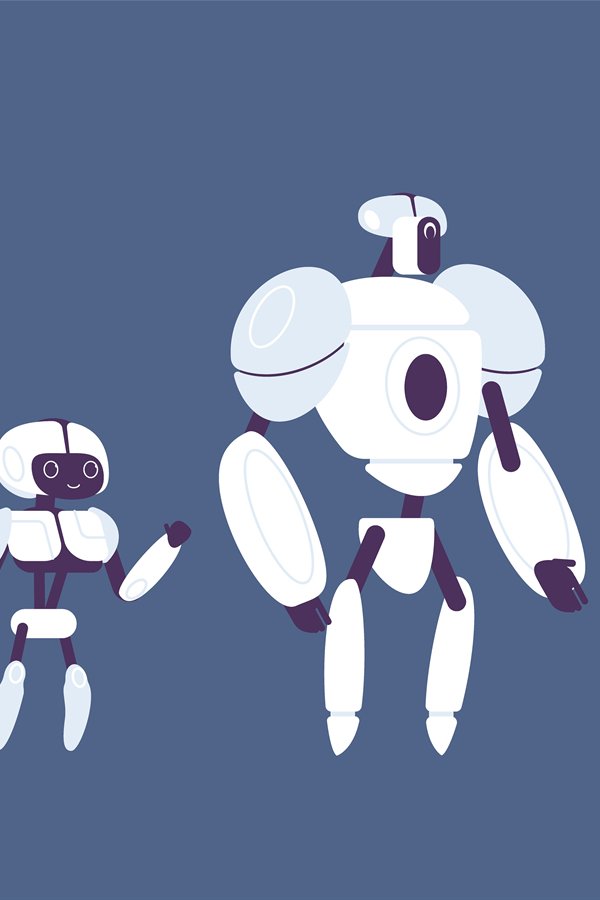 Robots cartoon. Various androids models vector futuristic ch