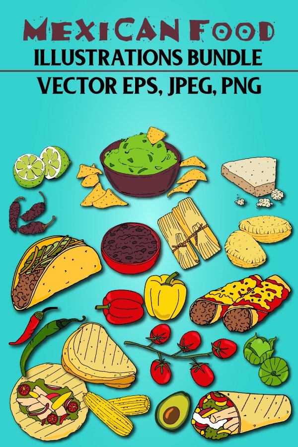 Mexican Food Illustrations Graphic Clipart Bundle