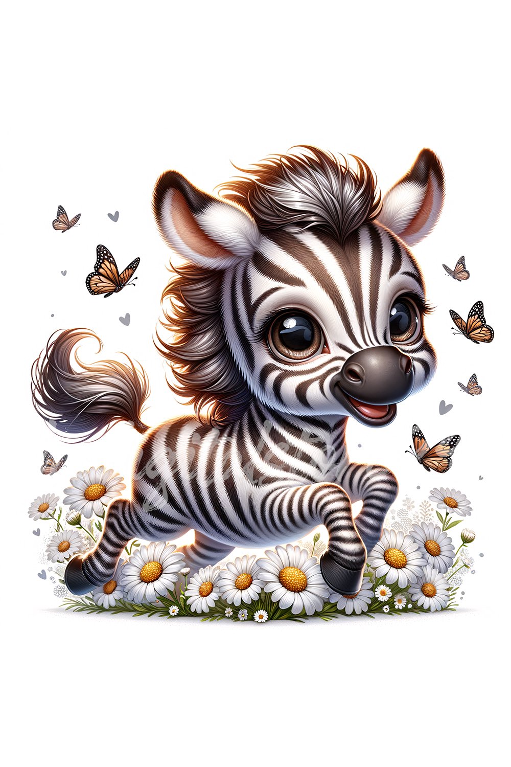 Cute Zebra with Daisy Florals JPG Design (3563641)