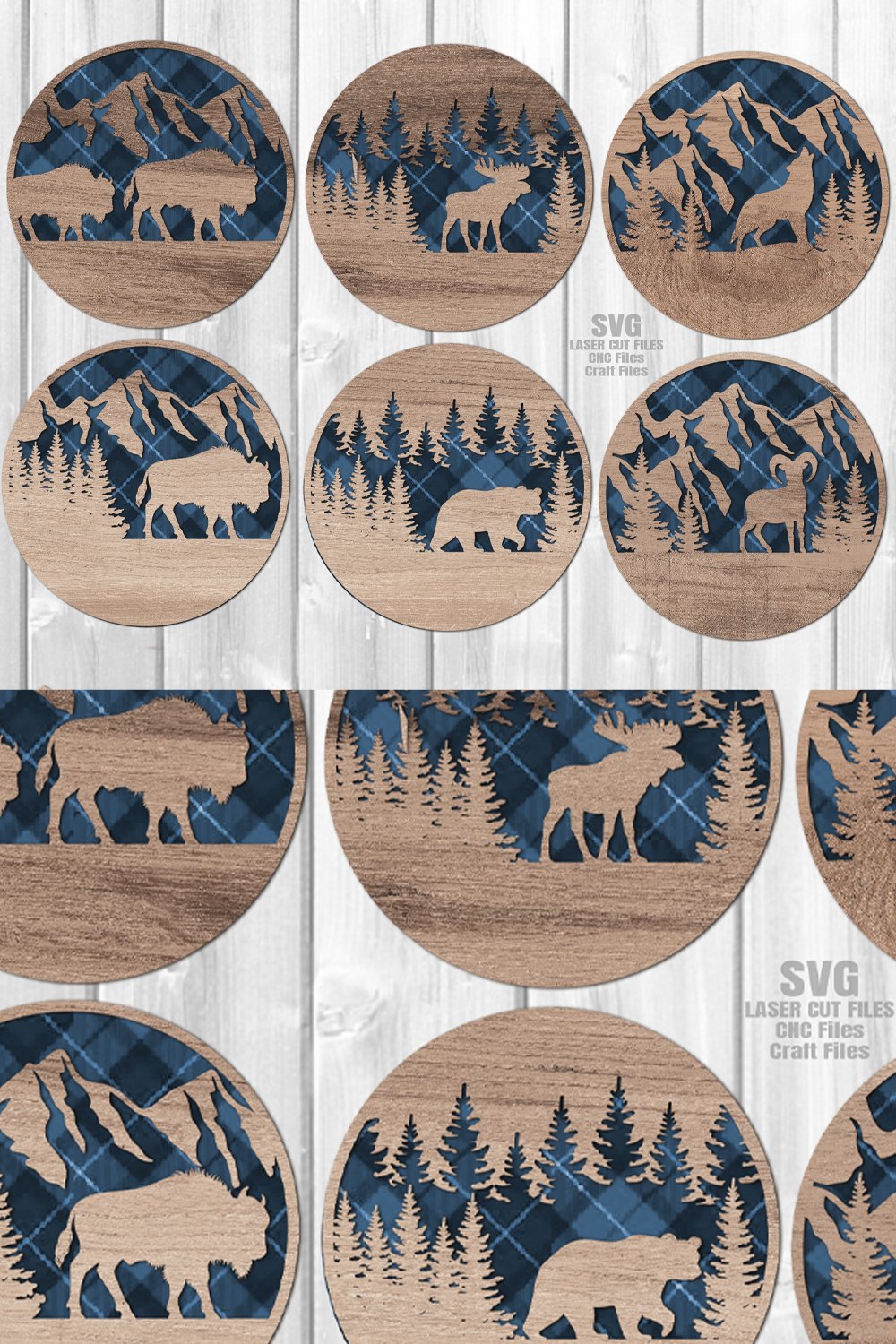 Monogram Coaster SVG Bundle | Wildlife Laser Cut Files