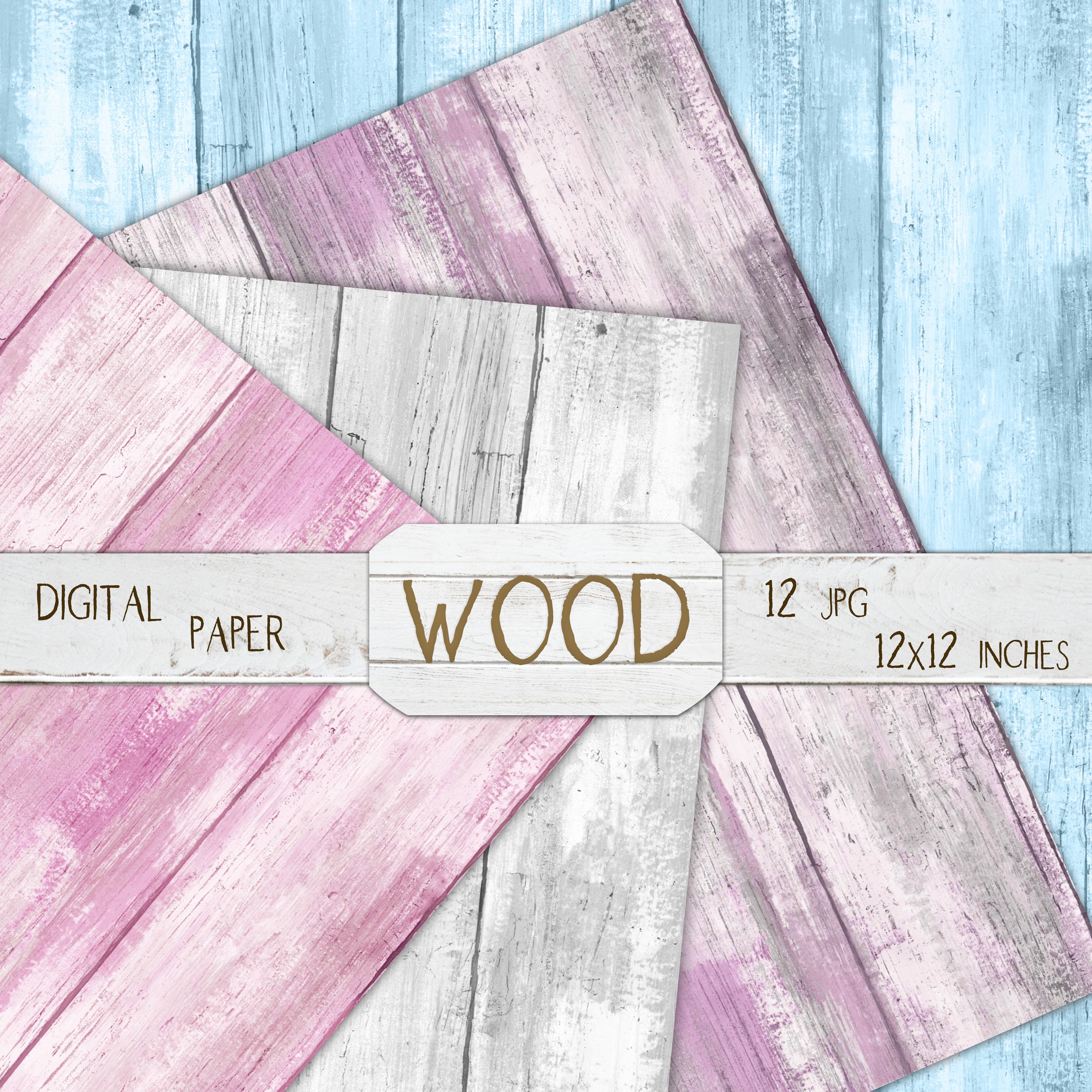 Wooden Paper Pack, Digital Background Textures, (720772)