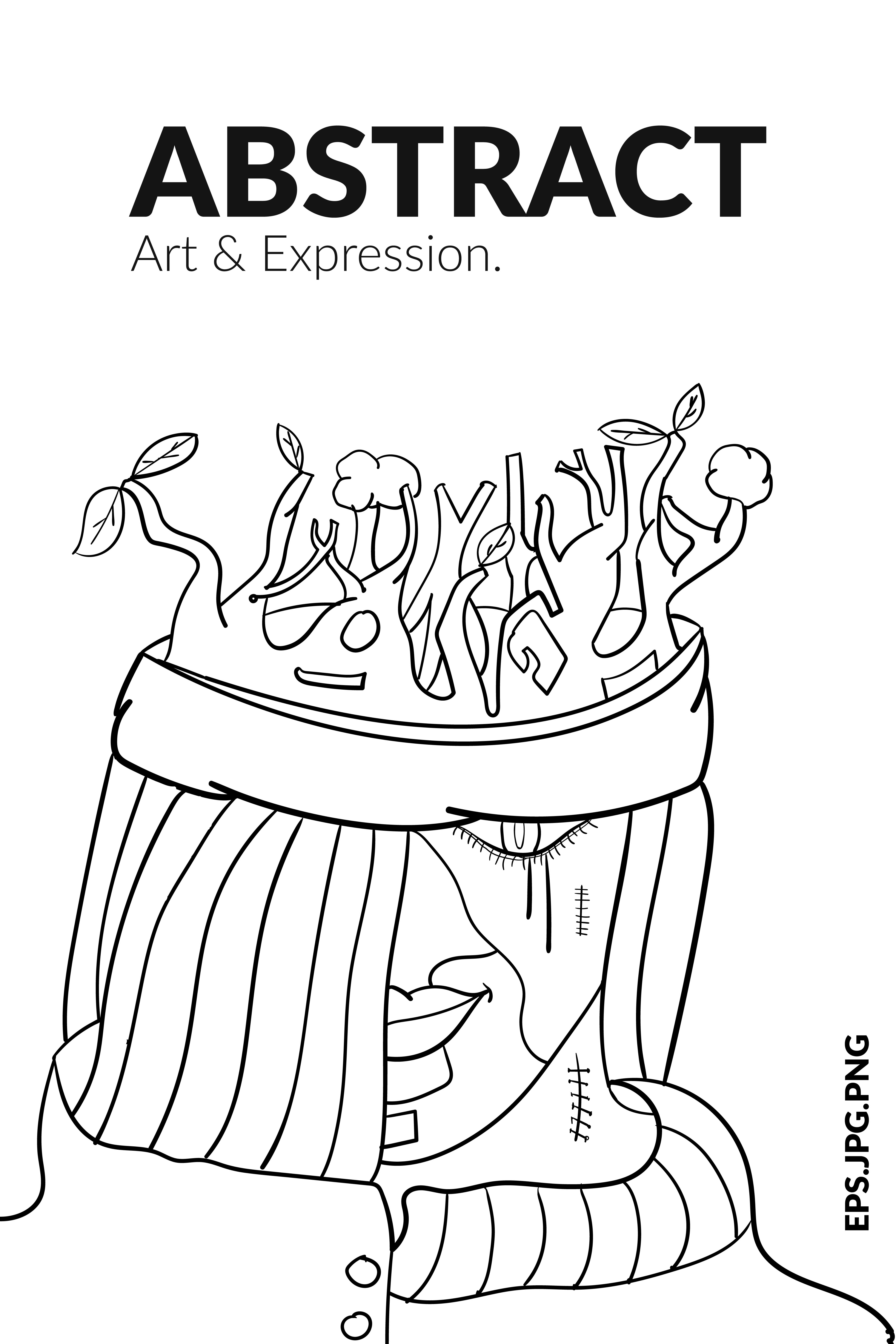 Vector surrealism illustration abstract line art