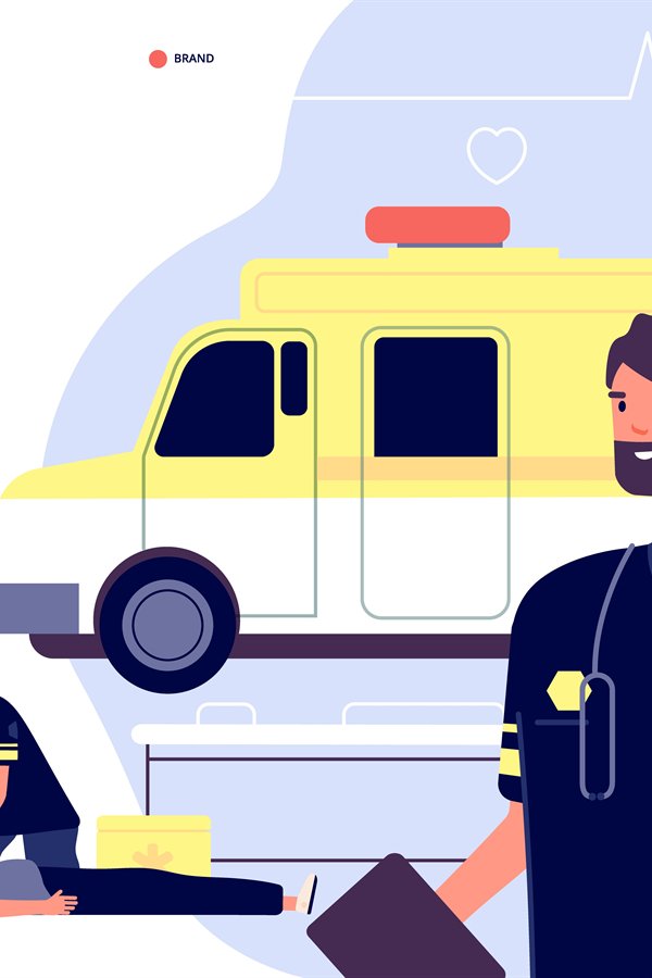 Ambulance service. Paramedic nurses, emergency doctor transp