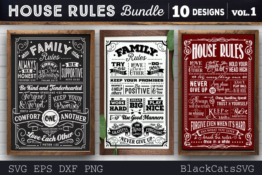 House Rules Bundle SVG 10 designs vol 1 (1091075)