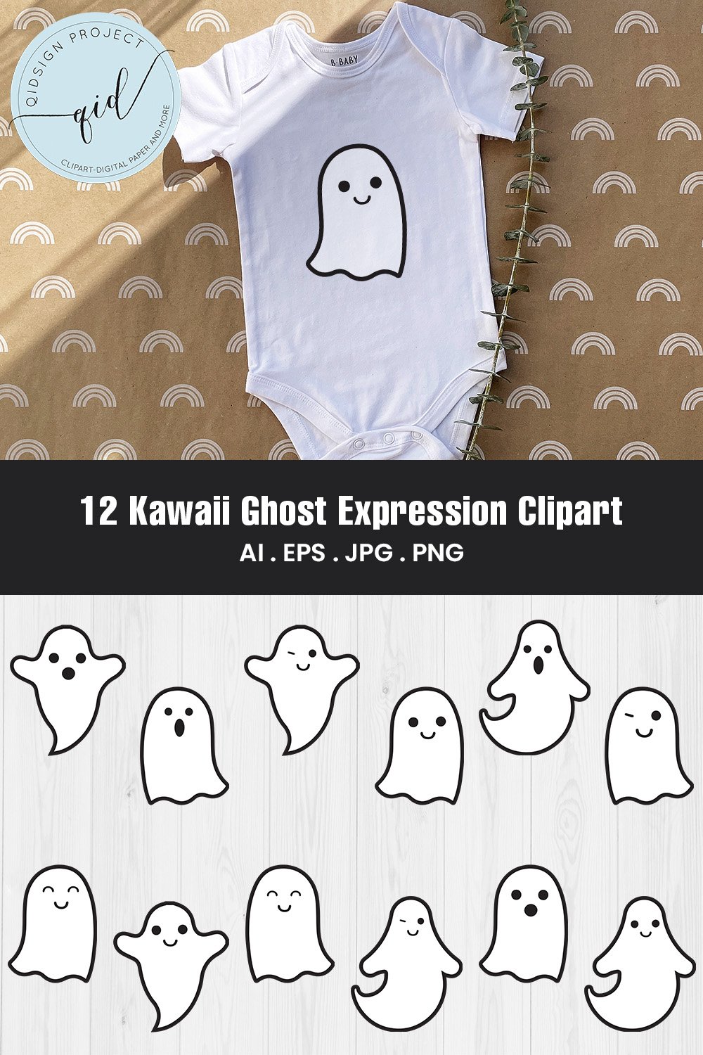 Kawaii Ghost Expression Clipart