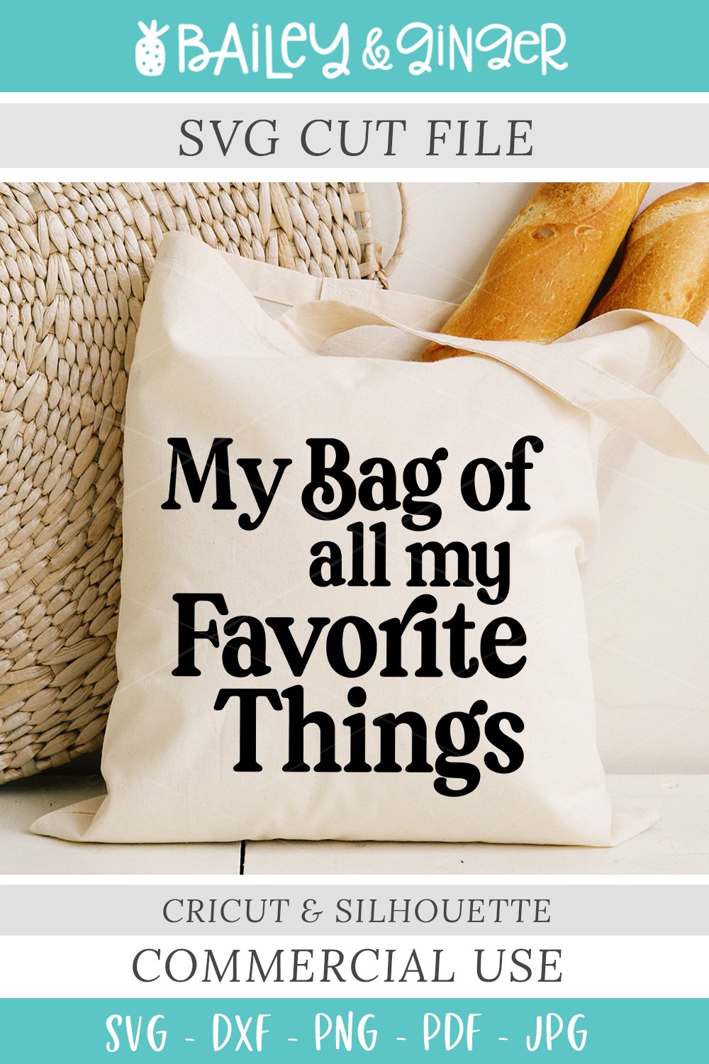 Tote Bag SVG Cut File - Bag Favorite Things