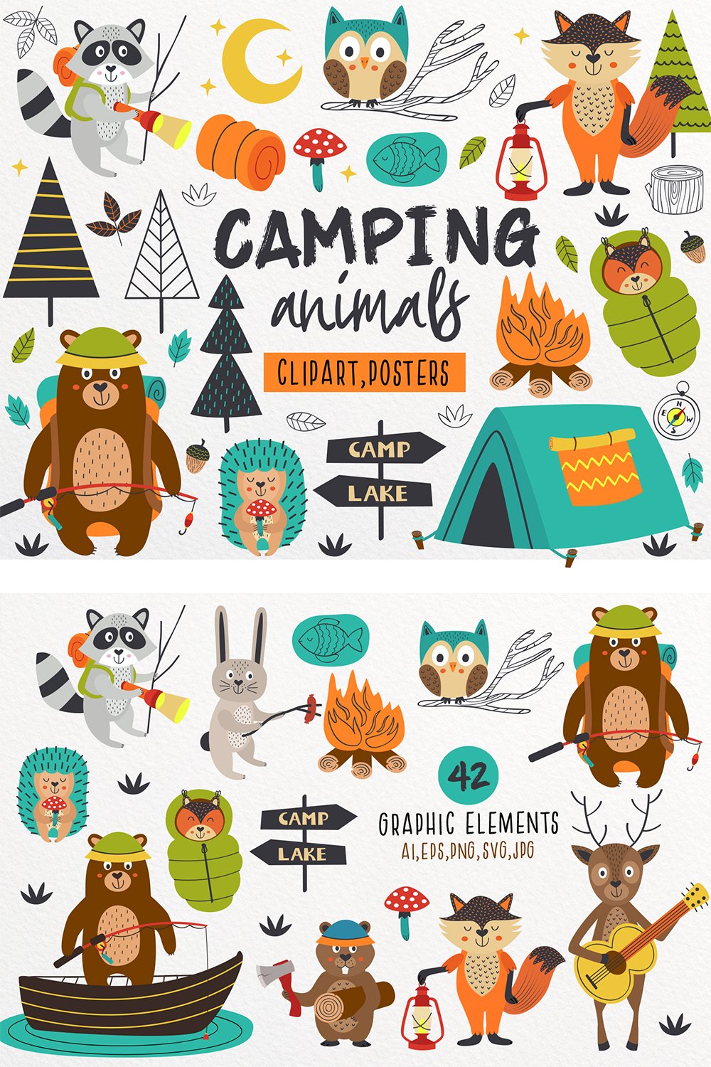 Camping clipart, Animals clipart, Forest Svg Bundle,Travel