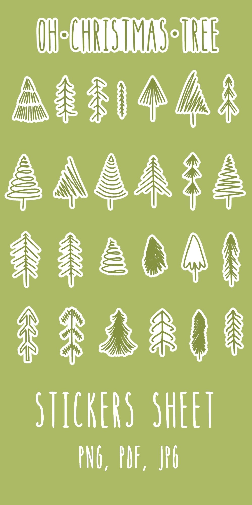 Christmas trees stickers sheet
