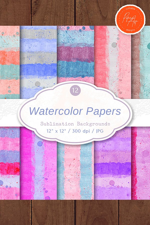 Watercolor digital paper bundle scrapbooking papers