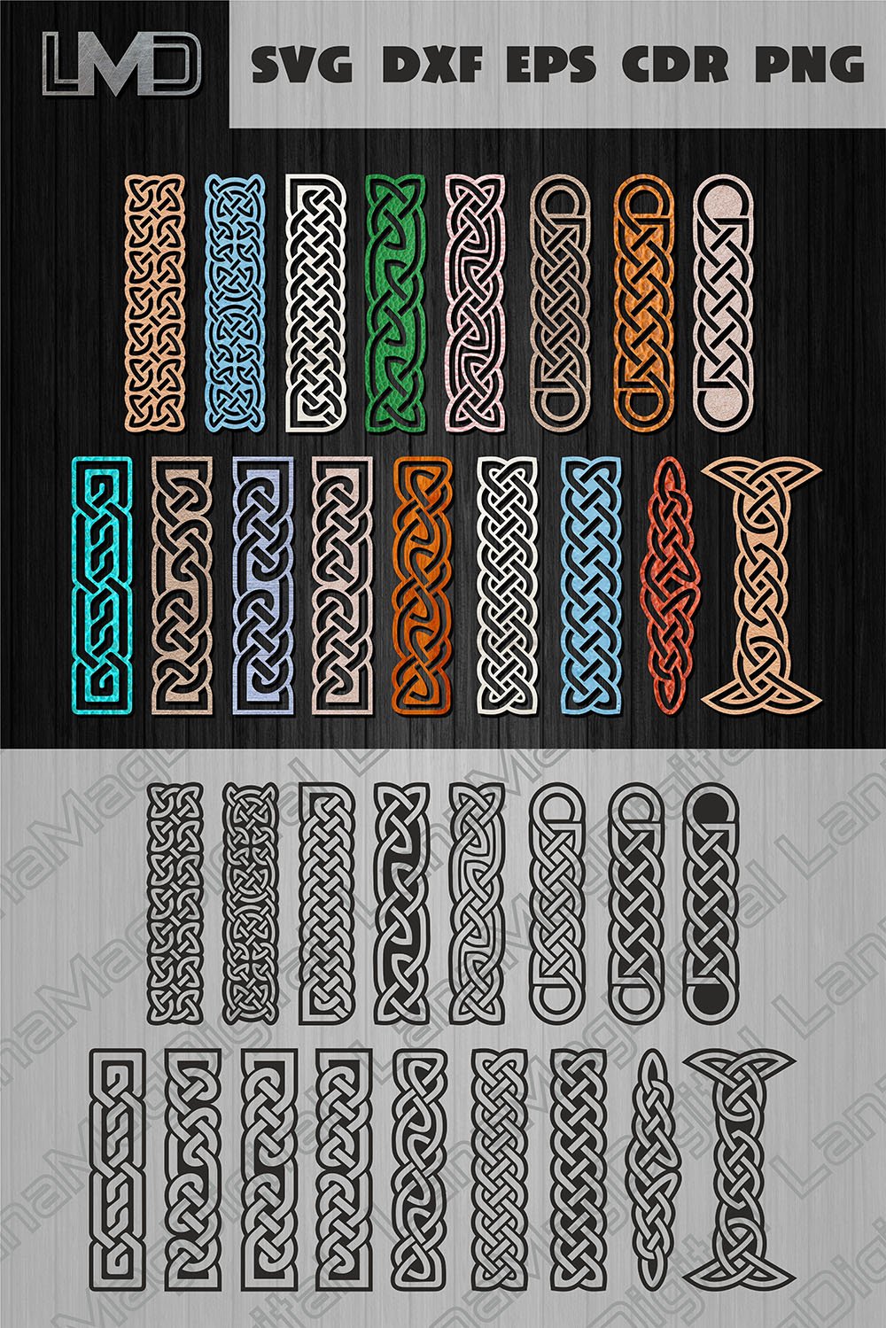 17 Celtic knot bookmarks design for laser cut, CriCut