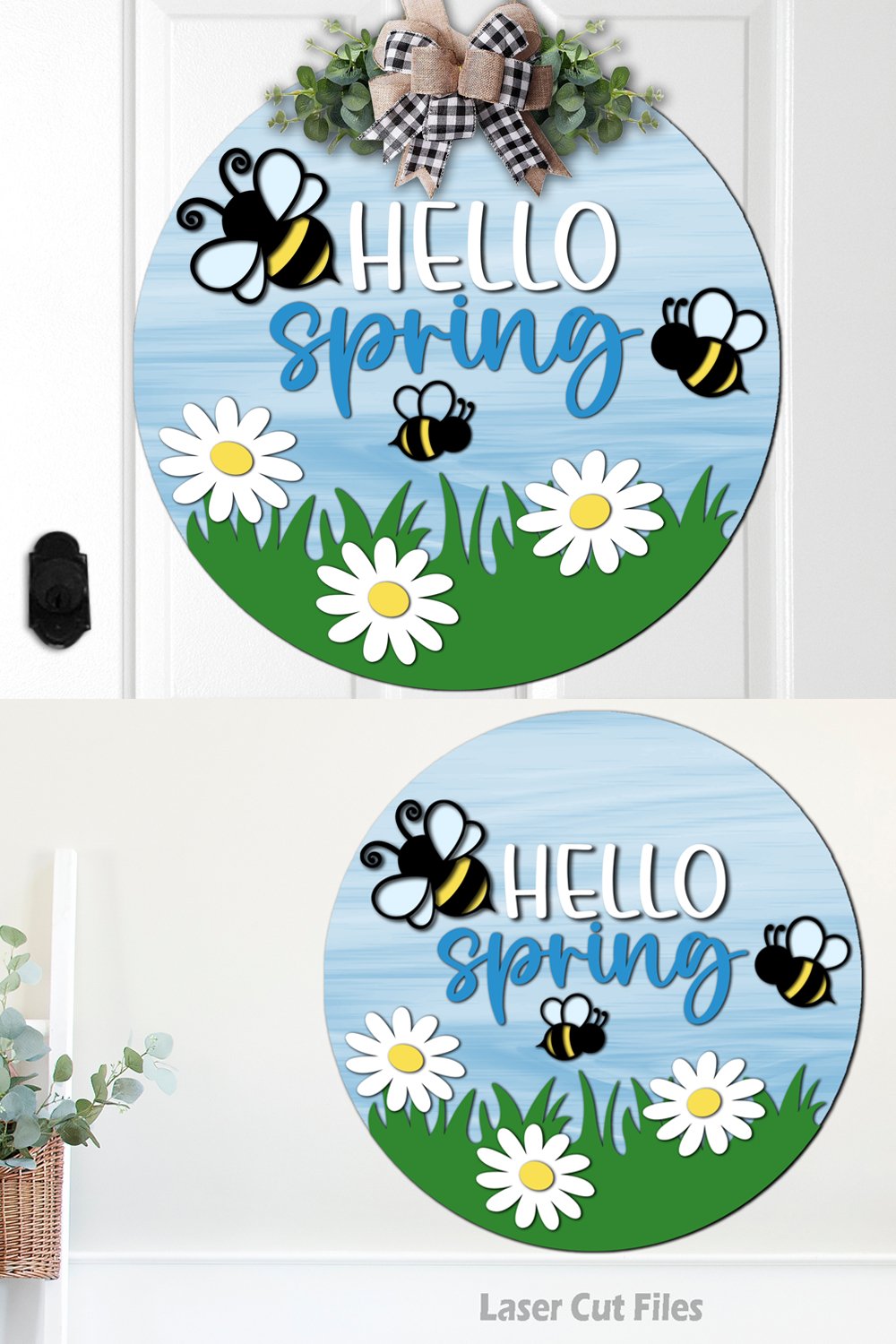 Hello Spring SVG Laser Cut Files | Bee SVG | Daisy SVG