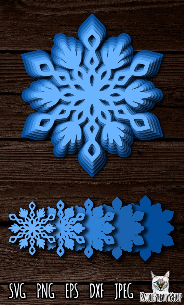 3D Layered Snowflake SVG, Christmas Papercut, (1100908)