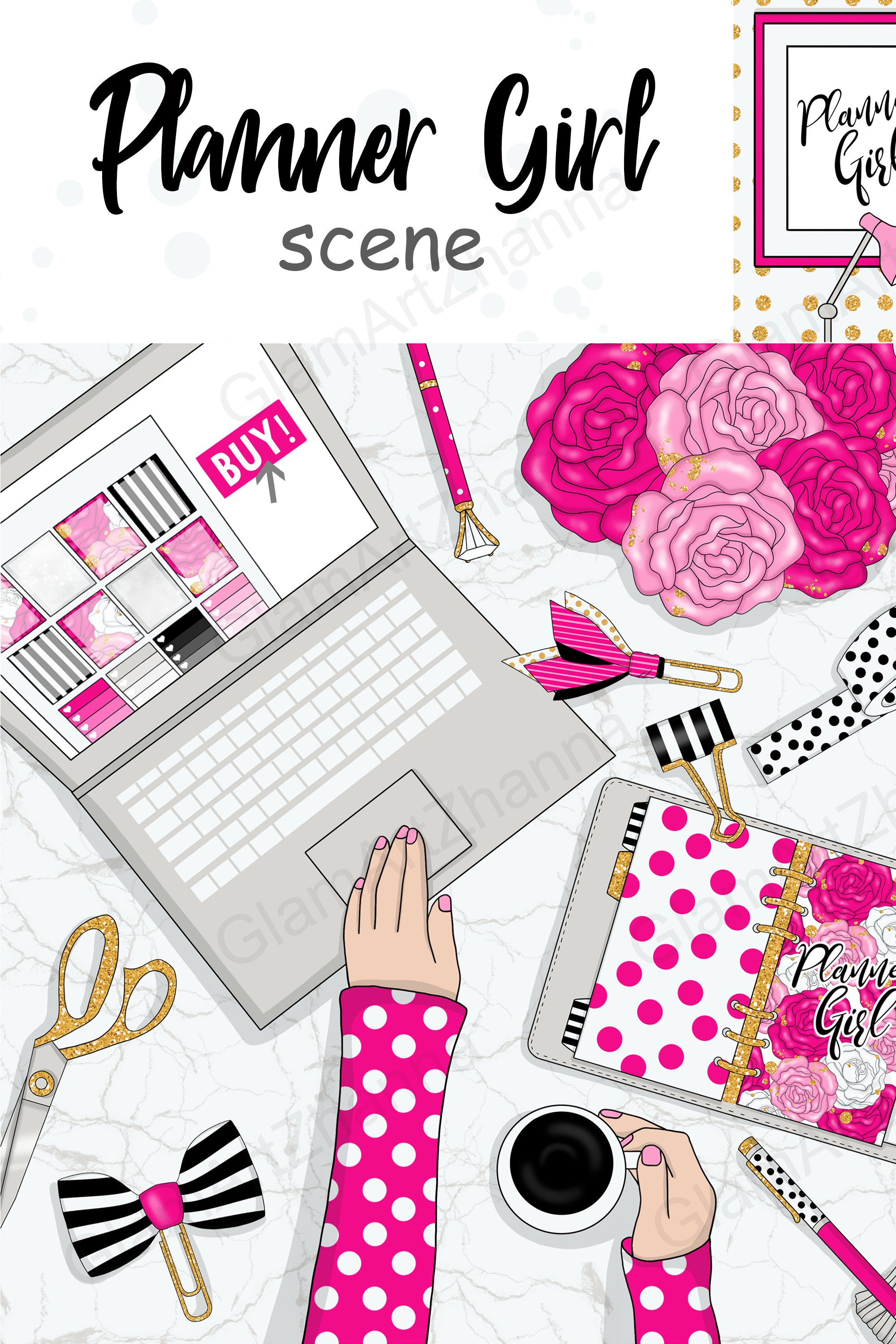 Planner Girl SCENE Home Office Work Items Sticker (824640)
