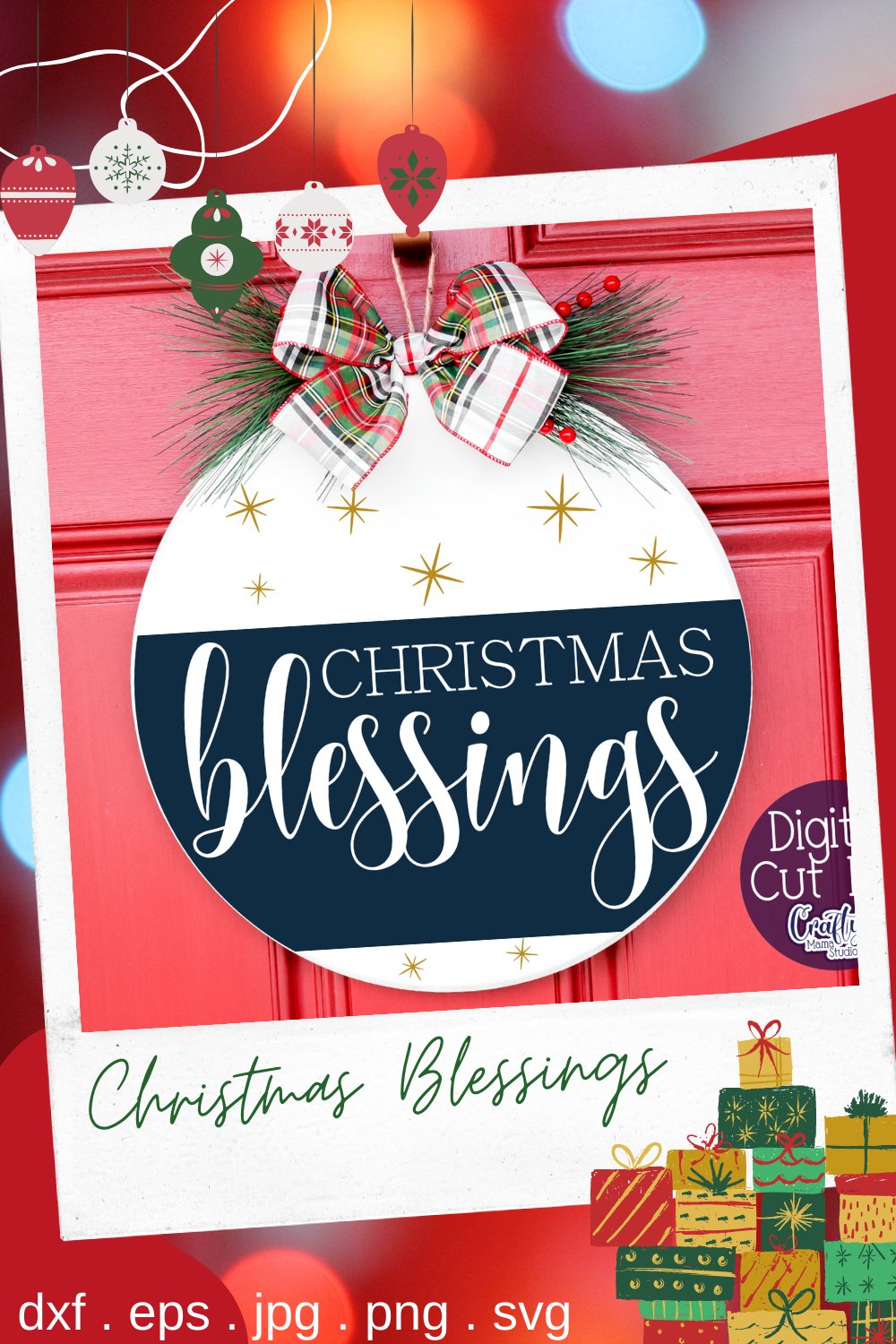 Christmas Blessings Christmas Round Sign Svg