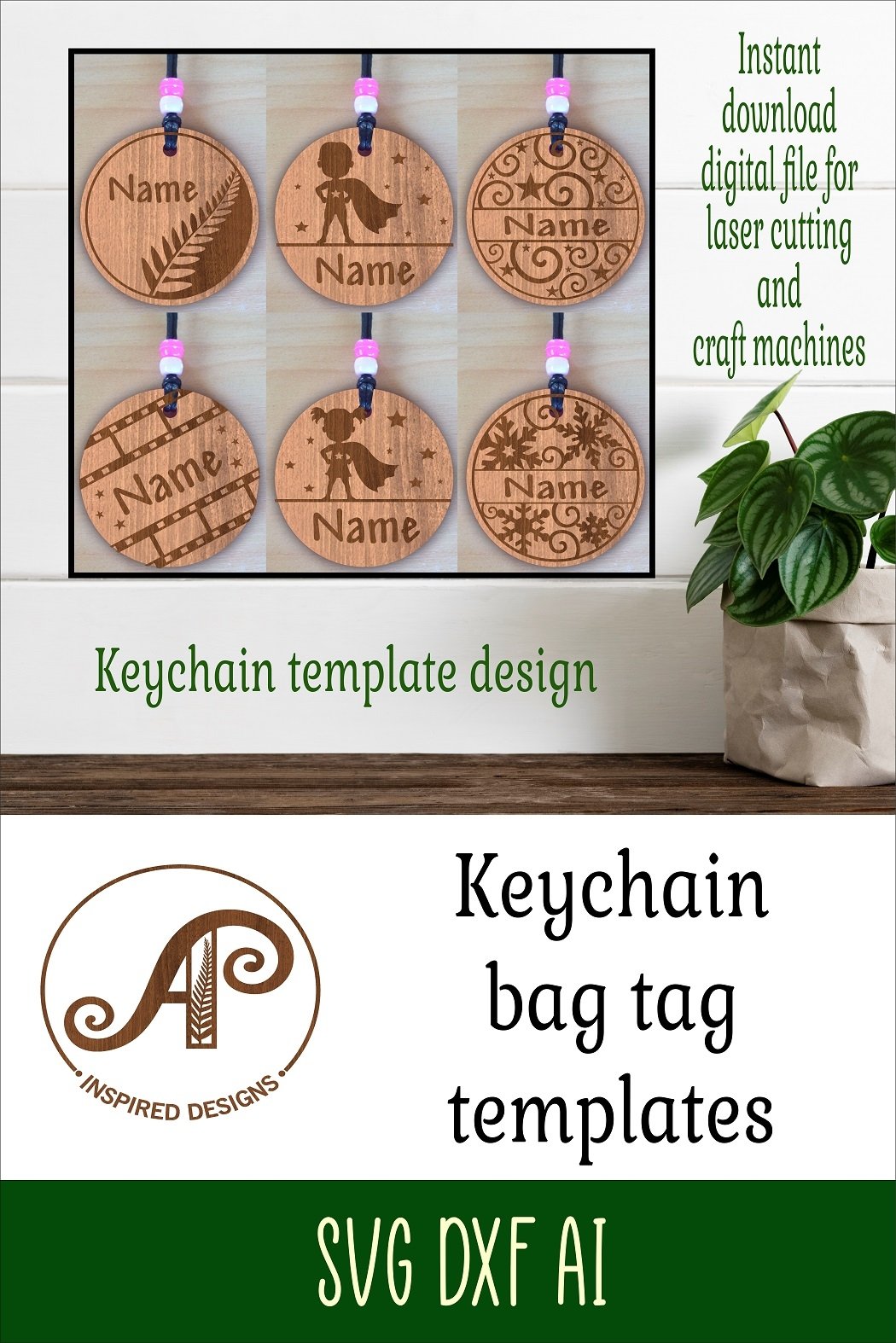 6 bag tag design 3 keychain DIGITAL SVG 6 personalized