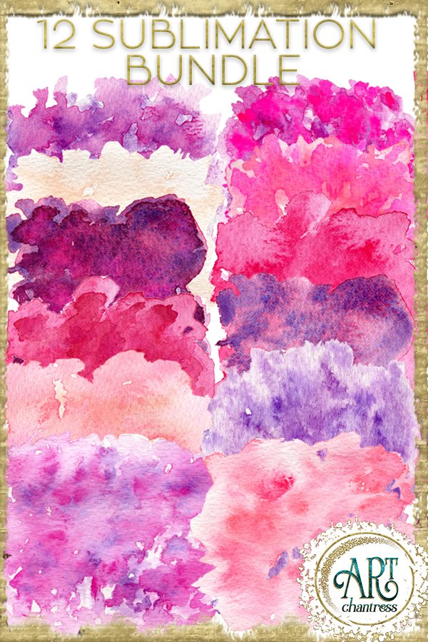 Sublimation BUNDLE Watercolor Pink Purple (1145973)