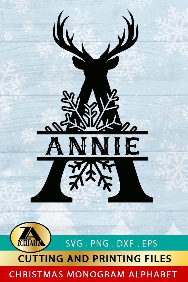 Split Monogram SVG Reindeer Monogram SVG Christmas (1045646)