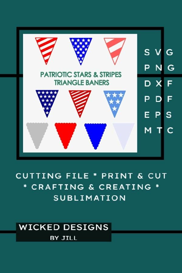 Patriotic Triangle Banner Bunting with Scallop Stars Stripes