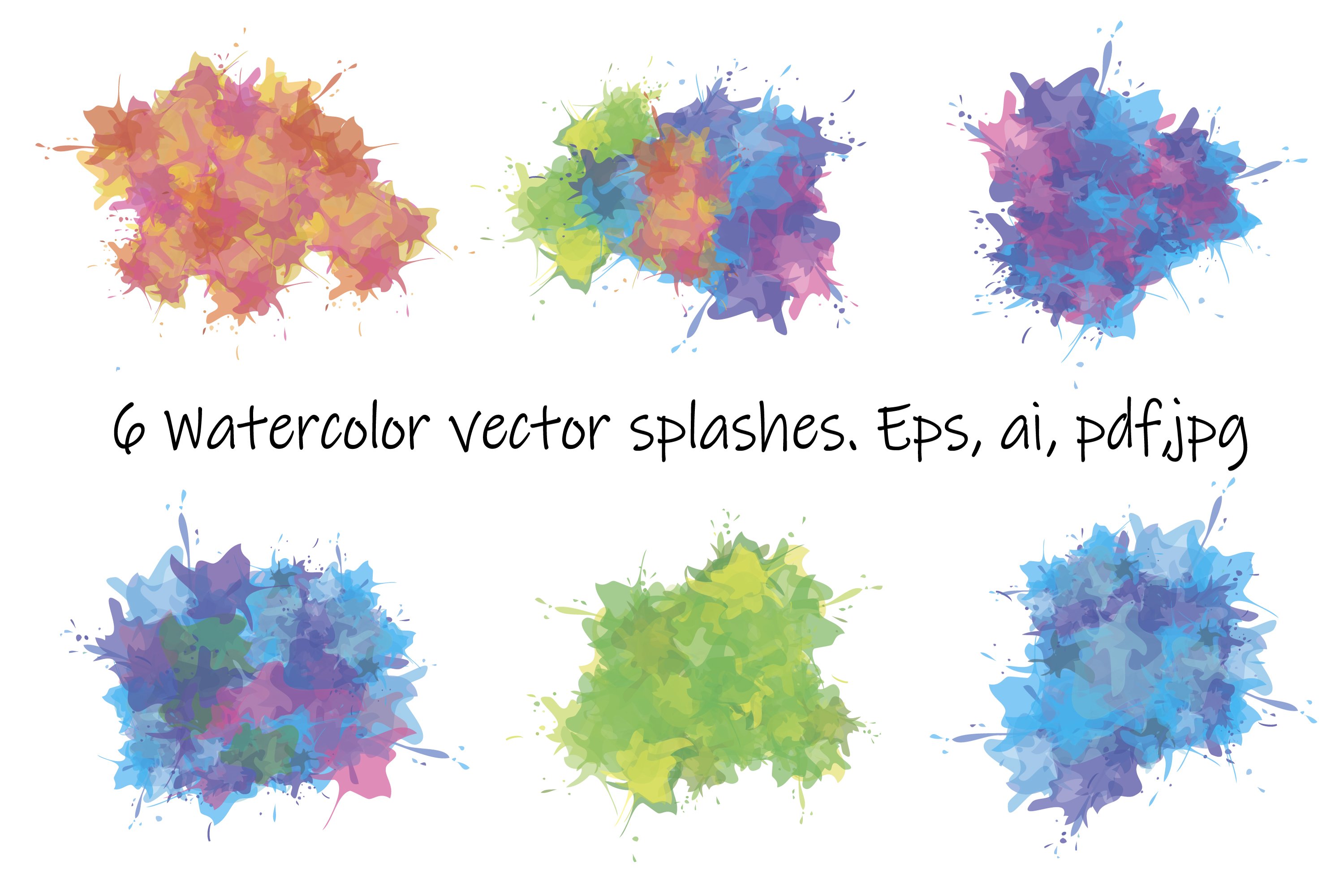 rainbow watercolor splashes vector collection