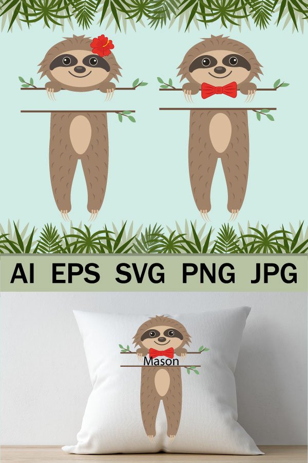 Cute sloths with a text separator