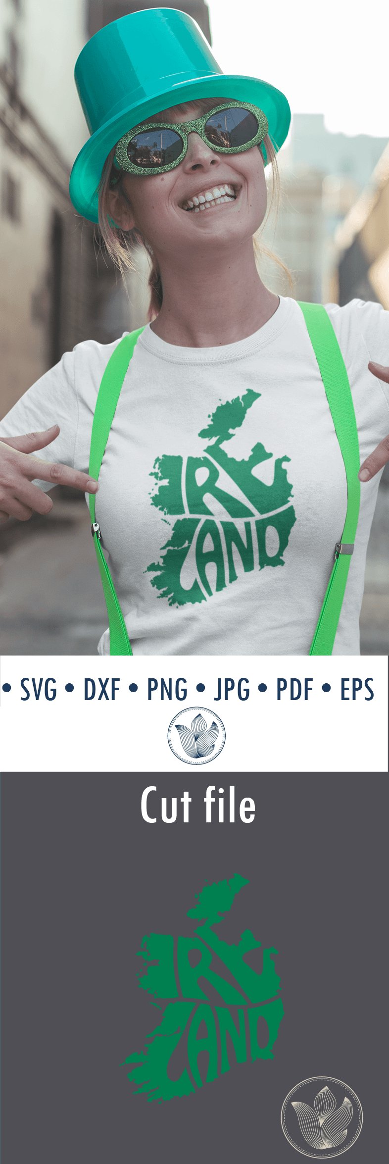 Ireland SVG cut file in the shape of the country