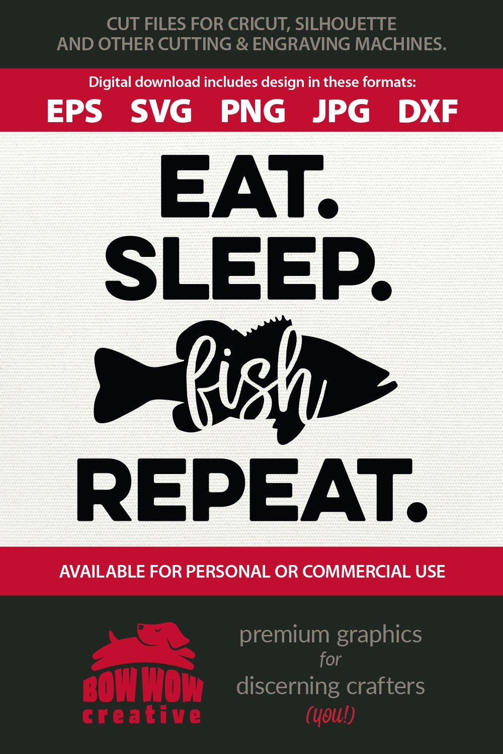 Eat Sleep Fish Repeat - Fishing Quote SVG Cutting File