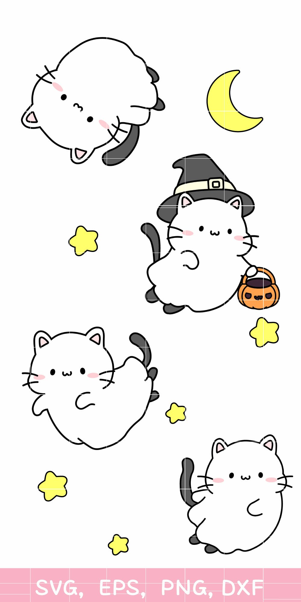 Cute ghost svg,Ghost cat Halloween 6 Cut file