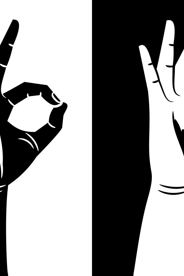 Black and white OK sign