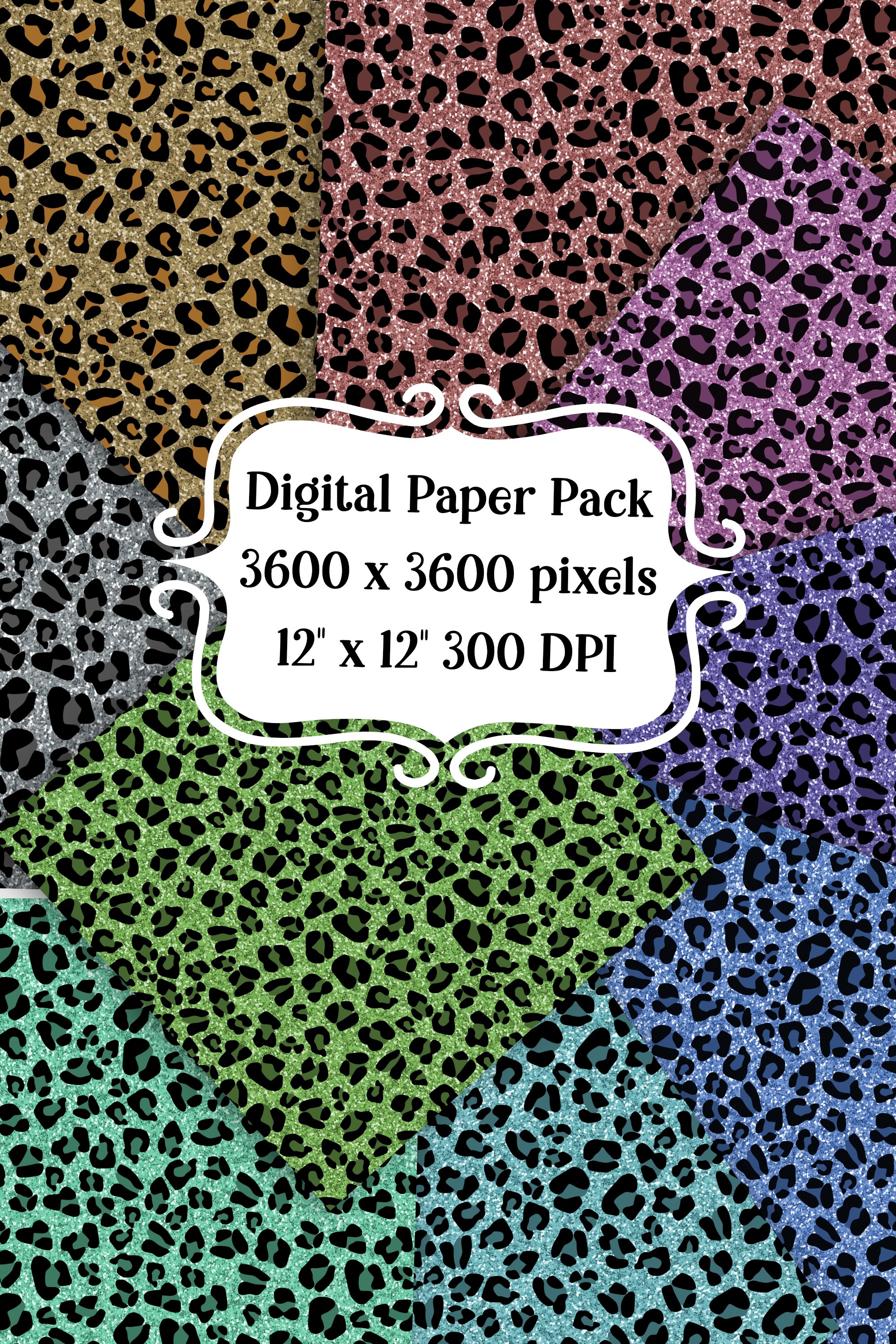 Glitter Leopard Digital Paper Pack | Backgrounds | Textures