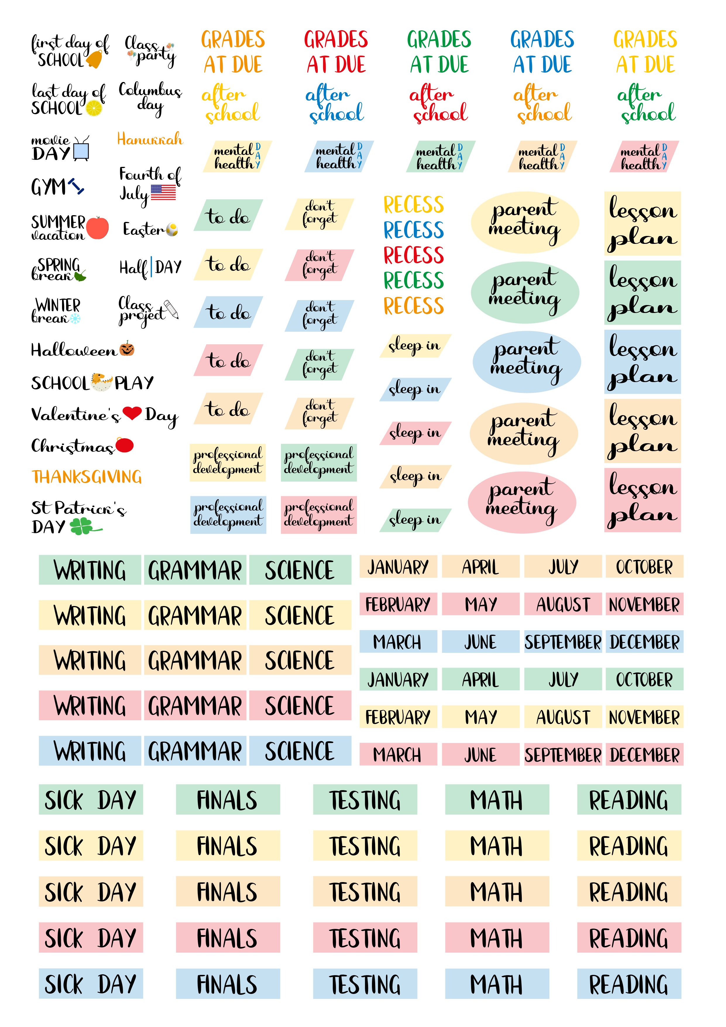 Digital planner for teachers for any year. PDF and PNG.