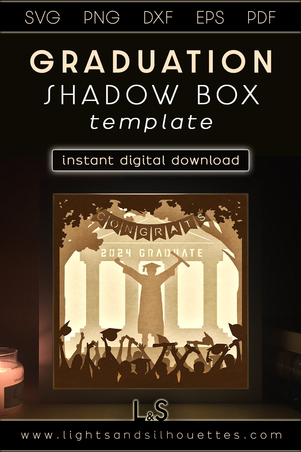 Male Graduate Lightbox Svg | College Graduation Shadow Box