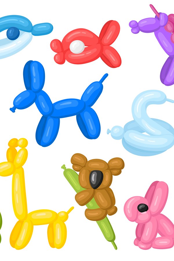 Cartoon animal shaped helium cute birthday balloons. Childre