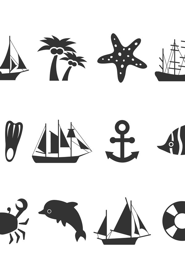 Summer sea vacation icons set