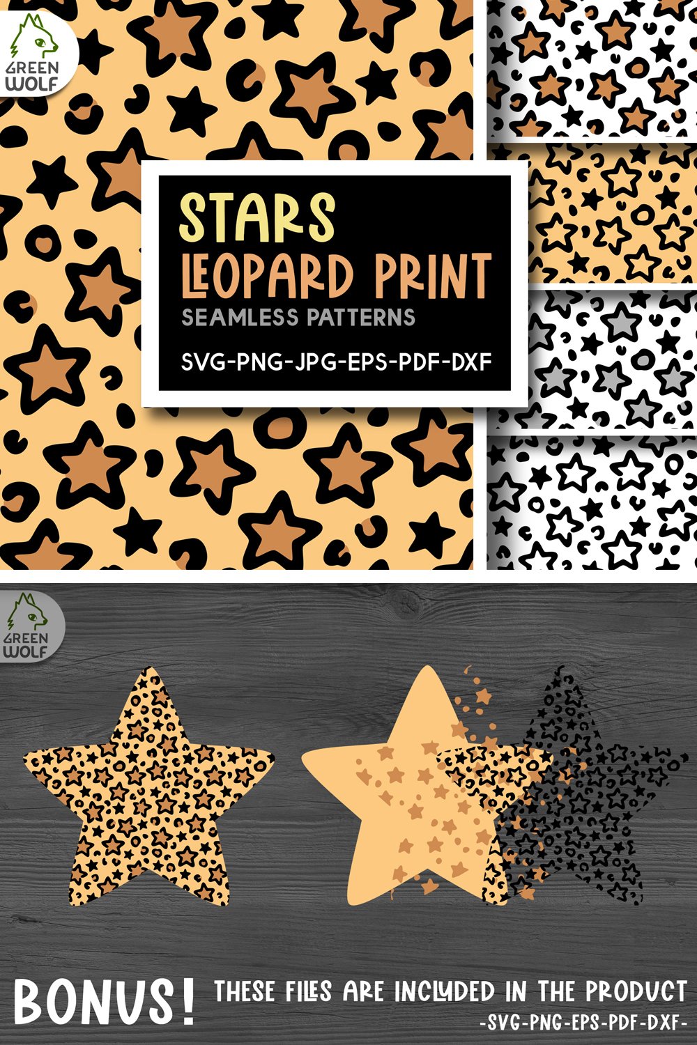 Stars leopard print svg Leopard pattern svg Star pattern svg