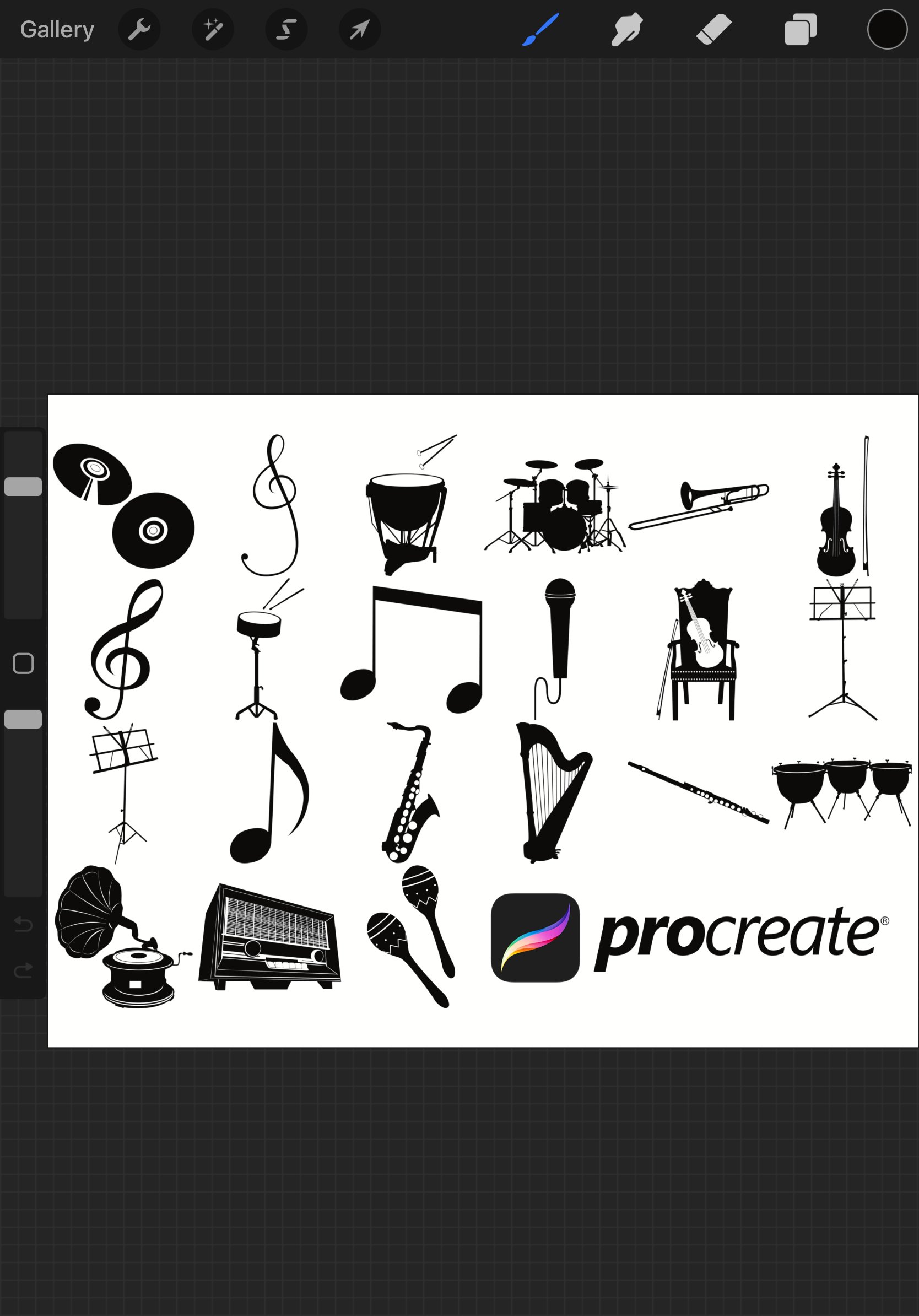 Music Icons Set 1 Procreate Brush Stamps, 21 Music Icons