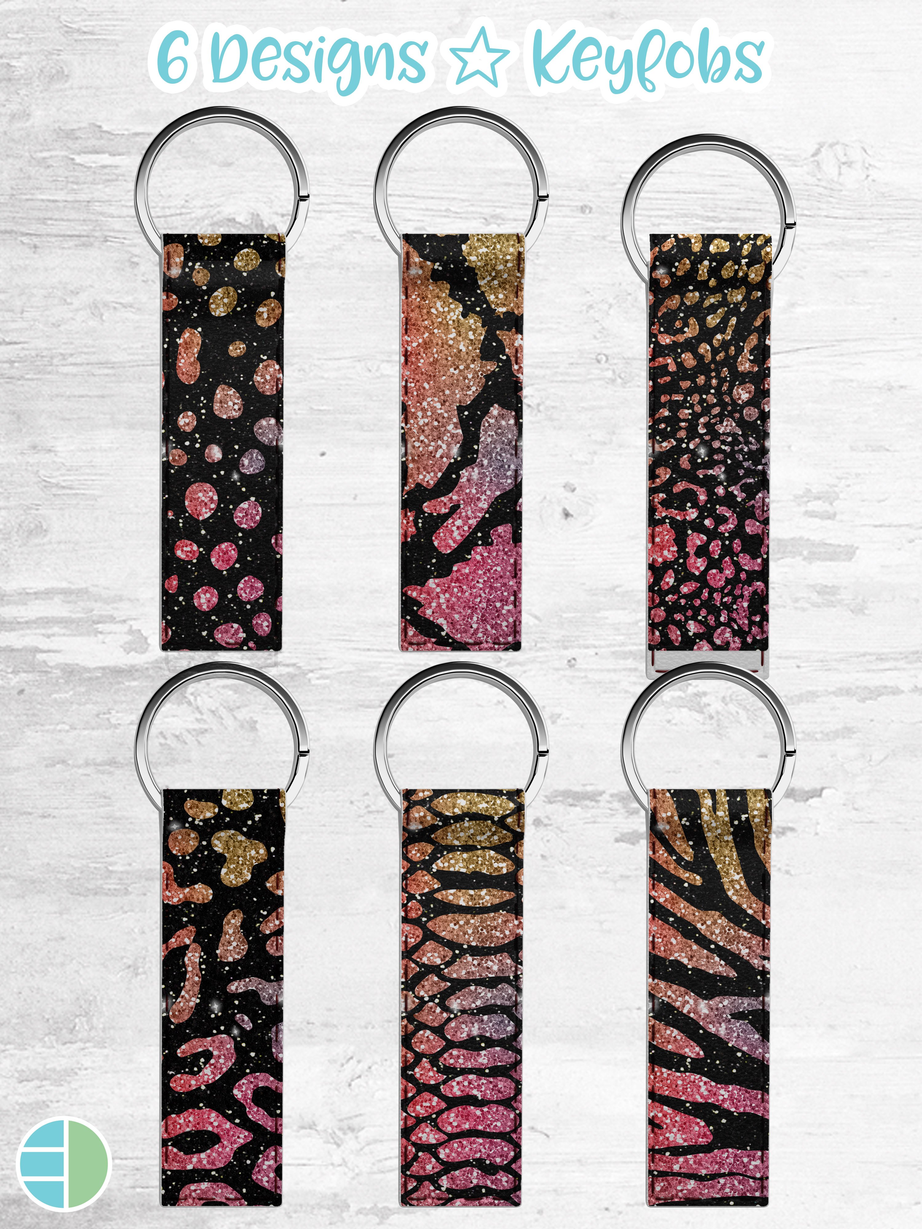 Red Key Fob Wristlet Sublimation Bundle Animal Print PNG