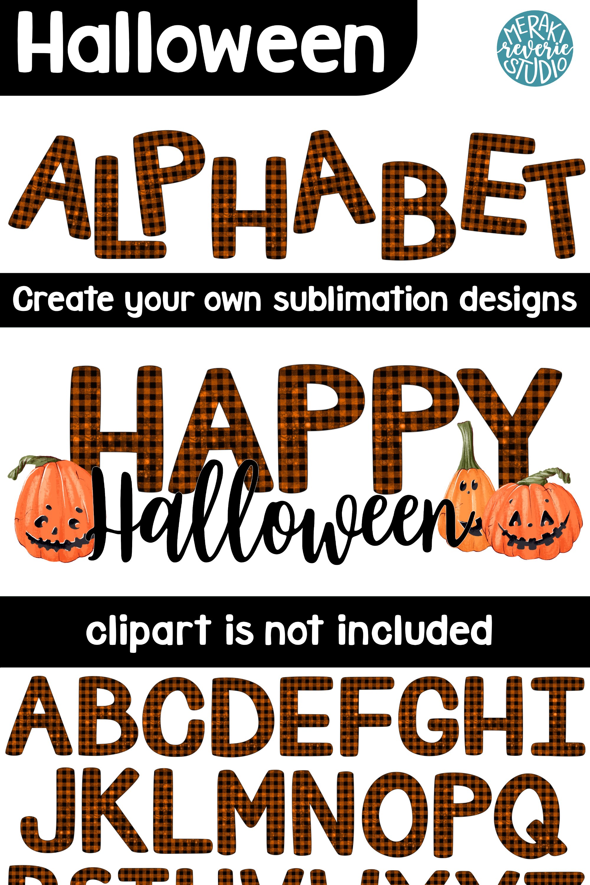 Orange Buffalo Plaid Alphabet