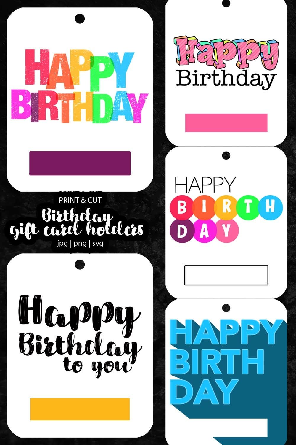 Colorful Letters and Words Print & Cut Money Card Holders