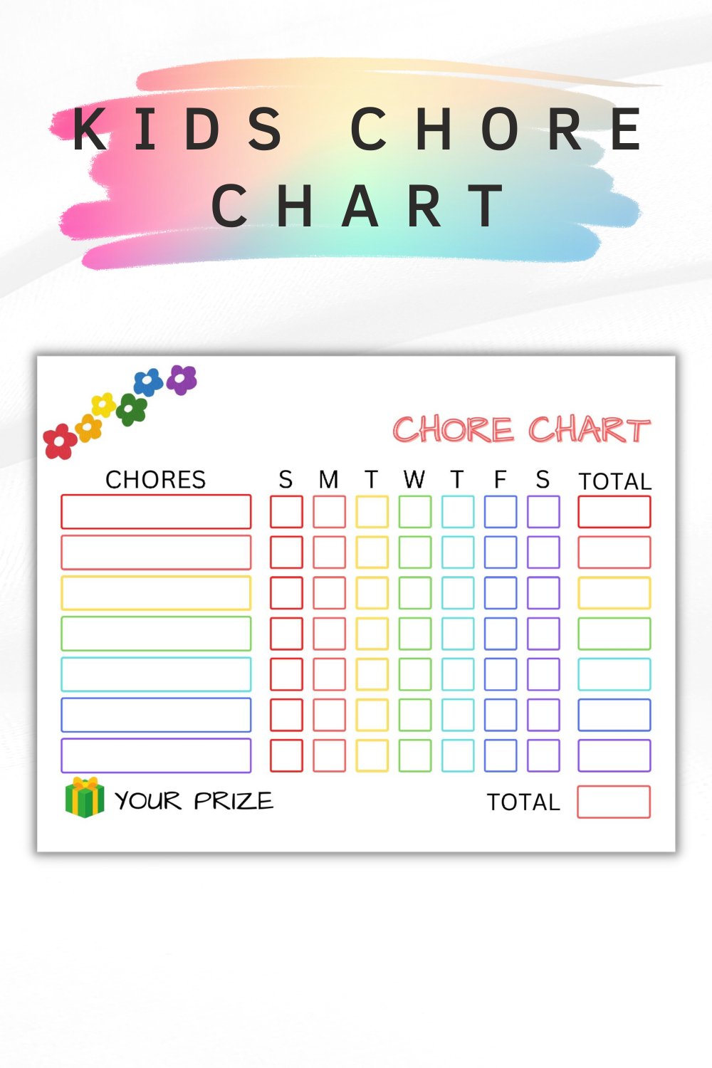Weekly kids chore chart editable, Fillable pdf, A4, Letter.