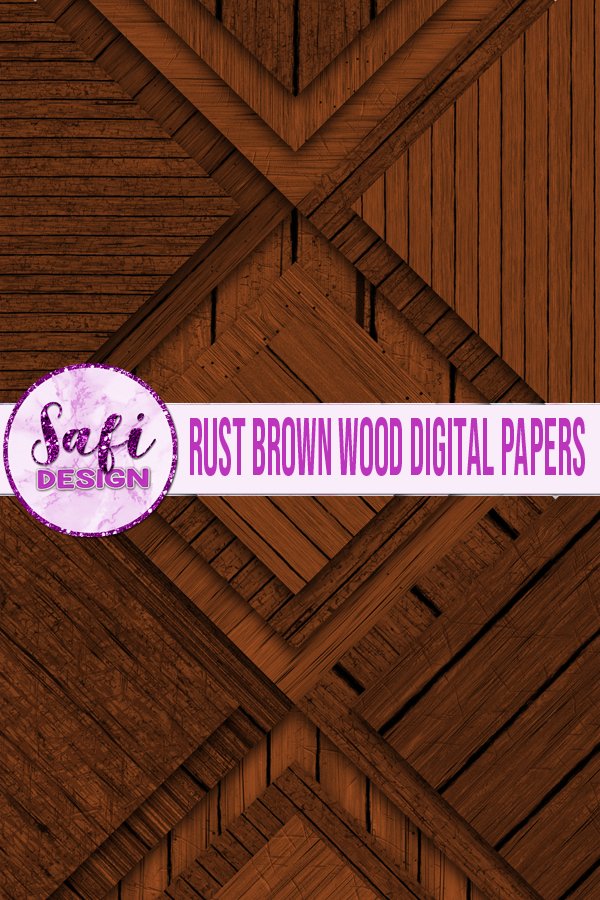 Rust Brown Rustic Wood Digital Paper Backgrounds
