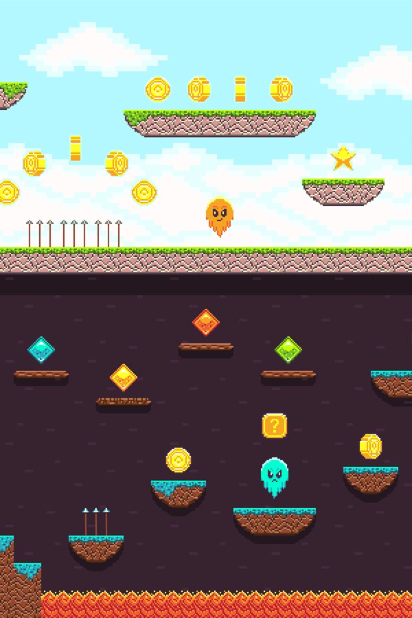 Retro platformer video game, vector gaming screen